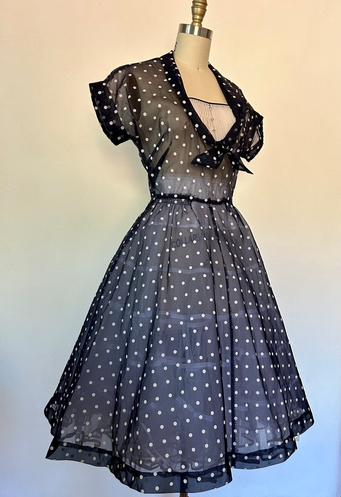 1950s Vintage Navy Blue Polka Dot Fit and Flare Dress - Etsy