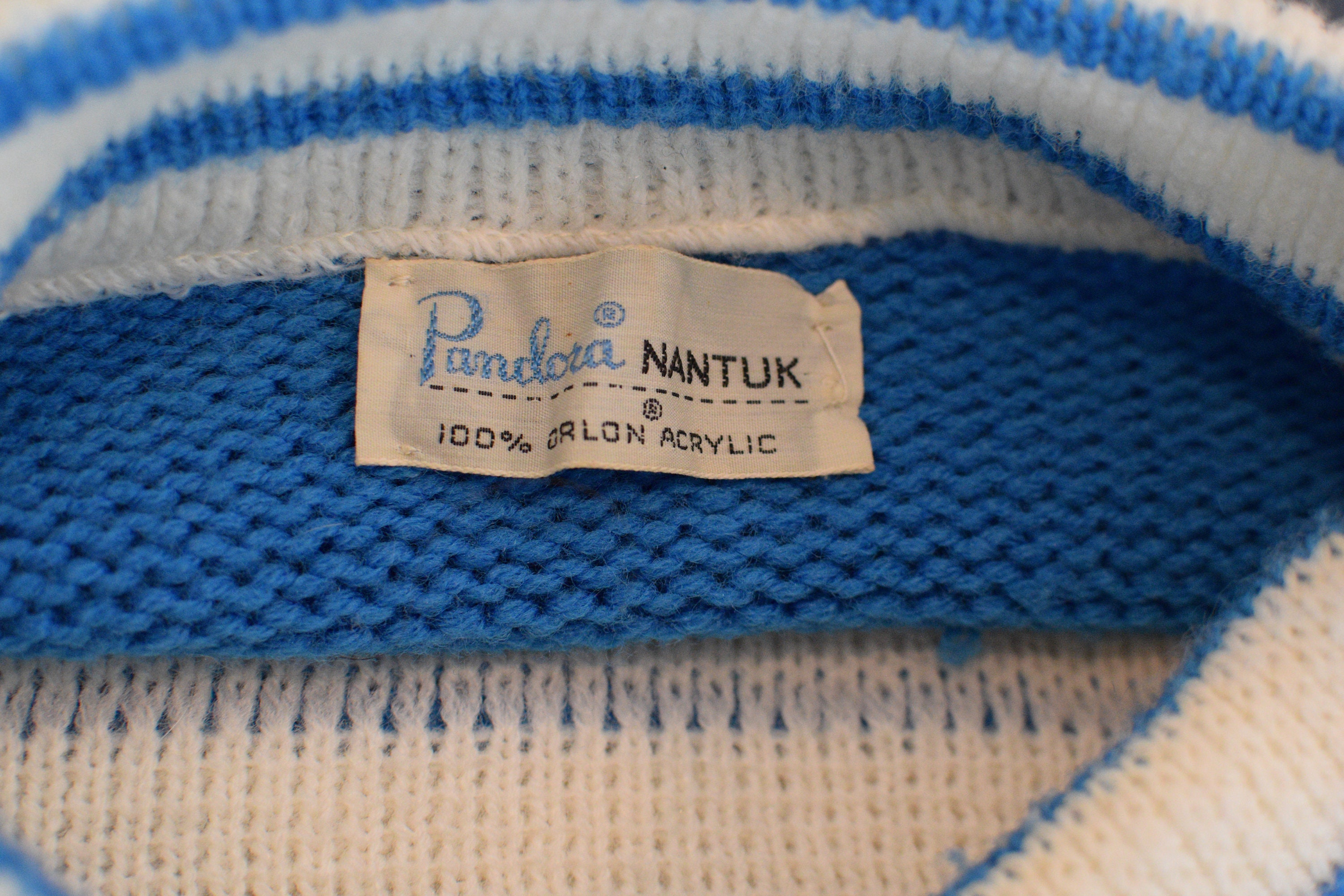 Vintage Rockabilly Sweater/ 1960s Electric Blue & White Striped Mock ...