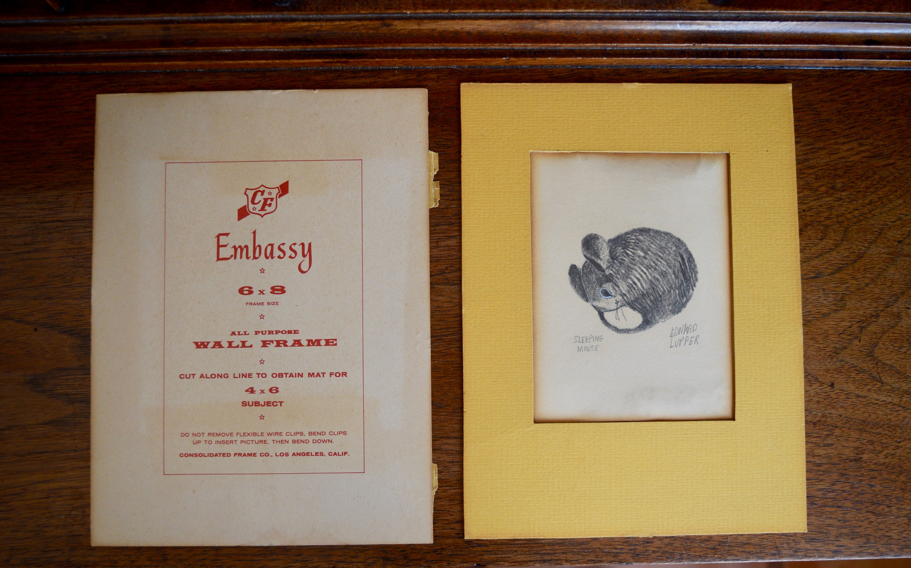 Edward Lupper Signed Drawing Sleeping Mouse, 1960s - Etsy