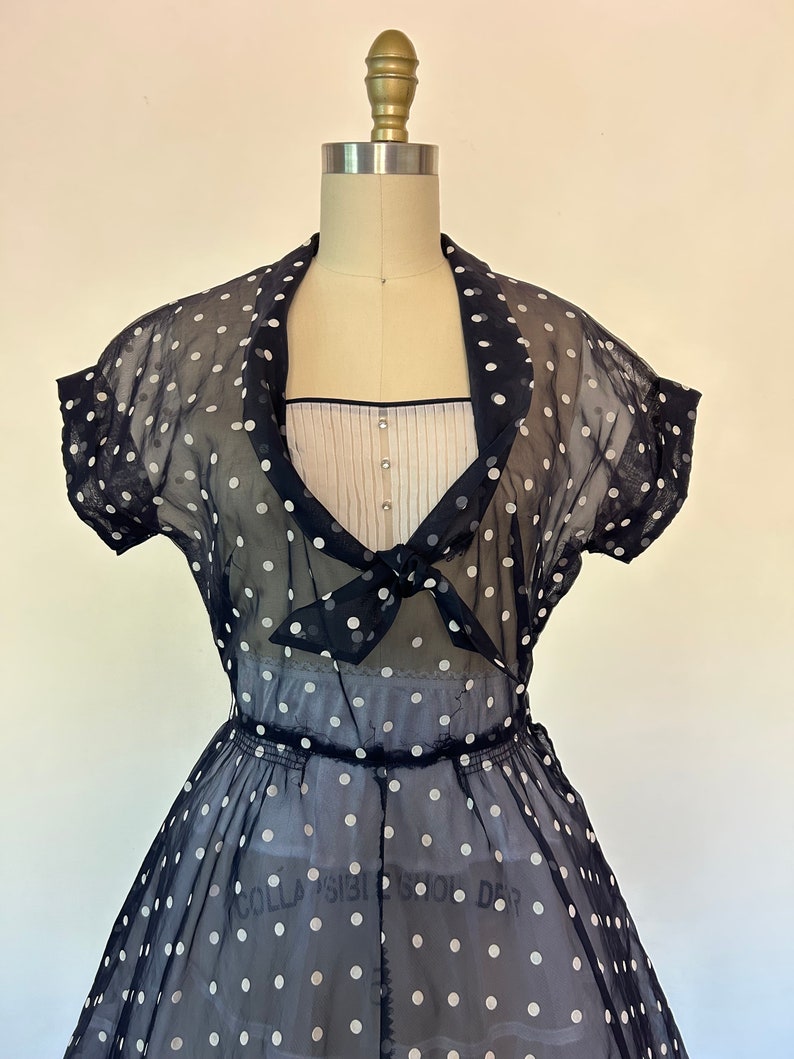 1950s Vintage Navy Blue Polka Dot Fit and Flare Dress - Etsy