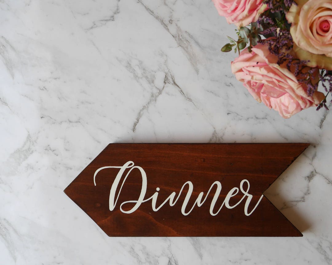 Hand Lettered Wooden Sign Wedding Arrow Sign Wedding Sign Ceremony ...