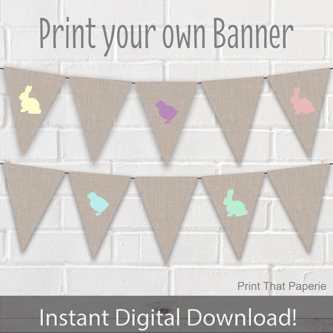 Printable Easter Burlap Banner – Bunny & Chick Bunting (digital ...