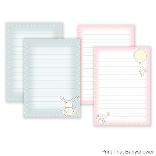 Bunny Printable Writing Paper Stationary Paper Letter - Etsy