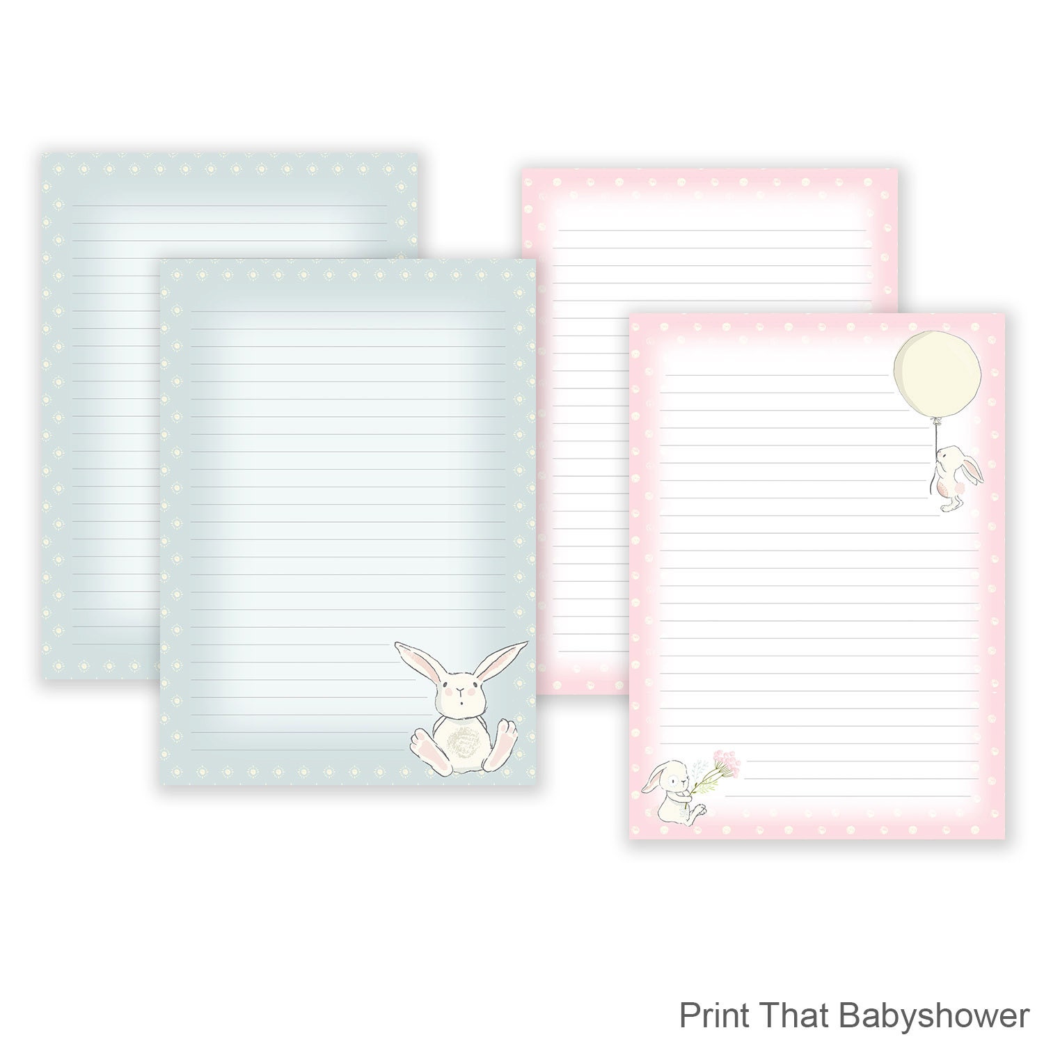 Bunny Printable Writing Paper Stationary Paper Letter | Etsy