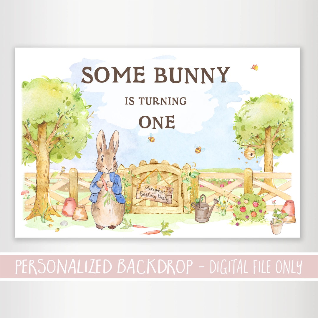Peter Rabbit Birthday Backdrop - First Birthday Backdrop - Peter Rabbit ...
