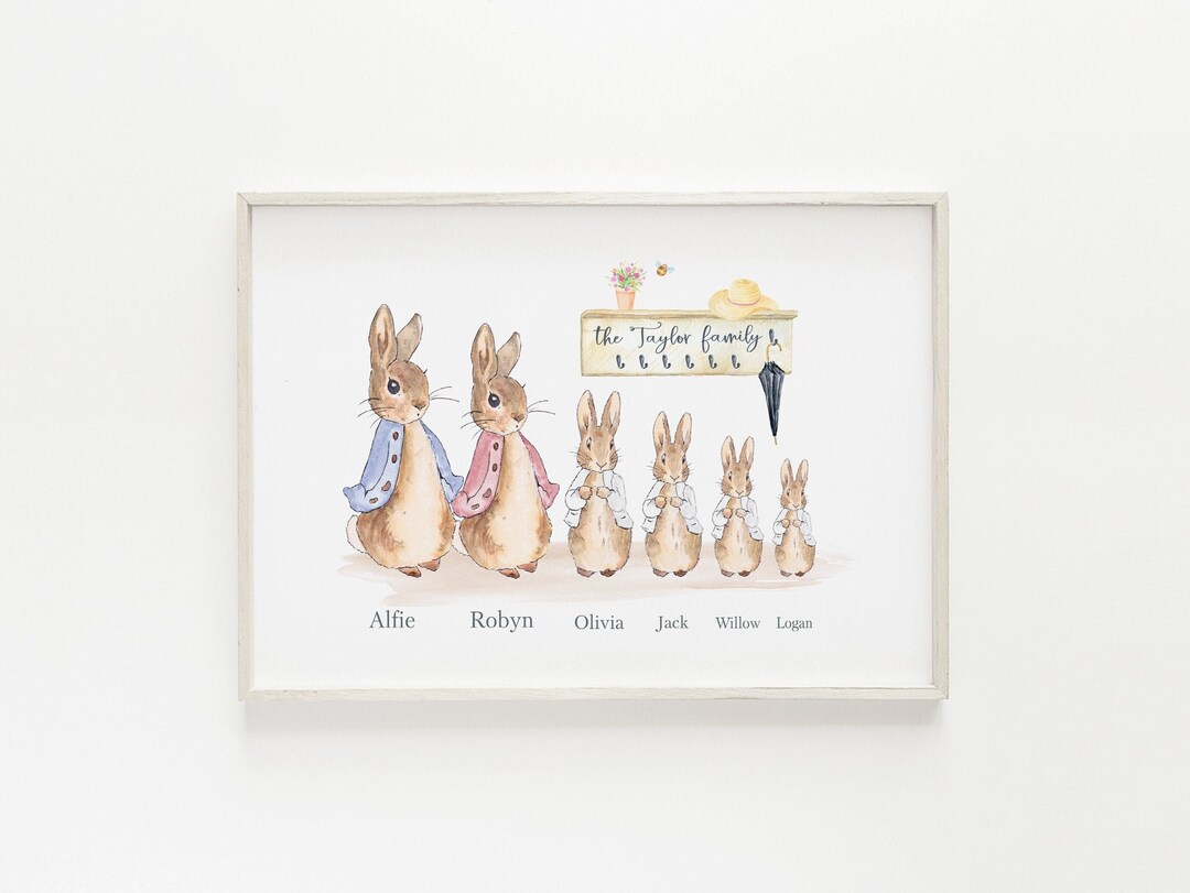 Peter Rabbit Family Portrait - Personalised Print - Family Illustration ...