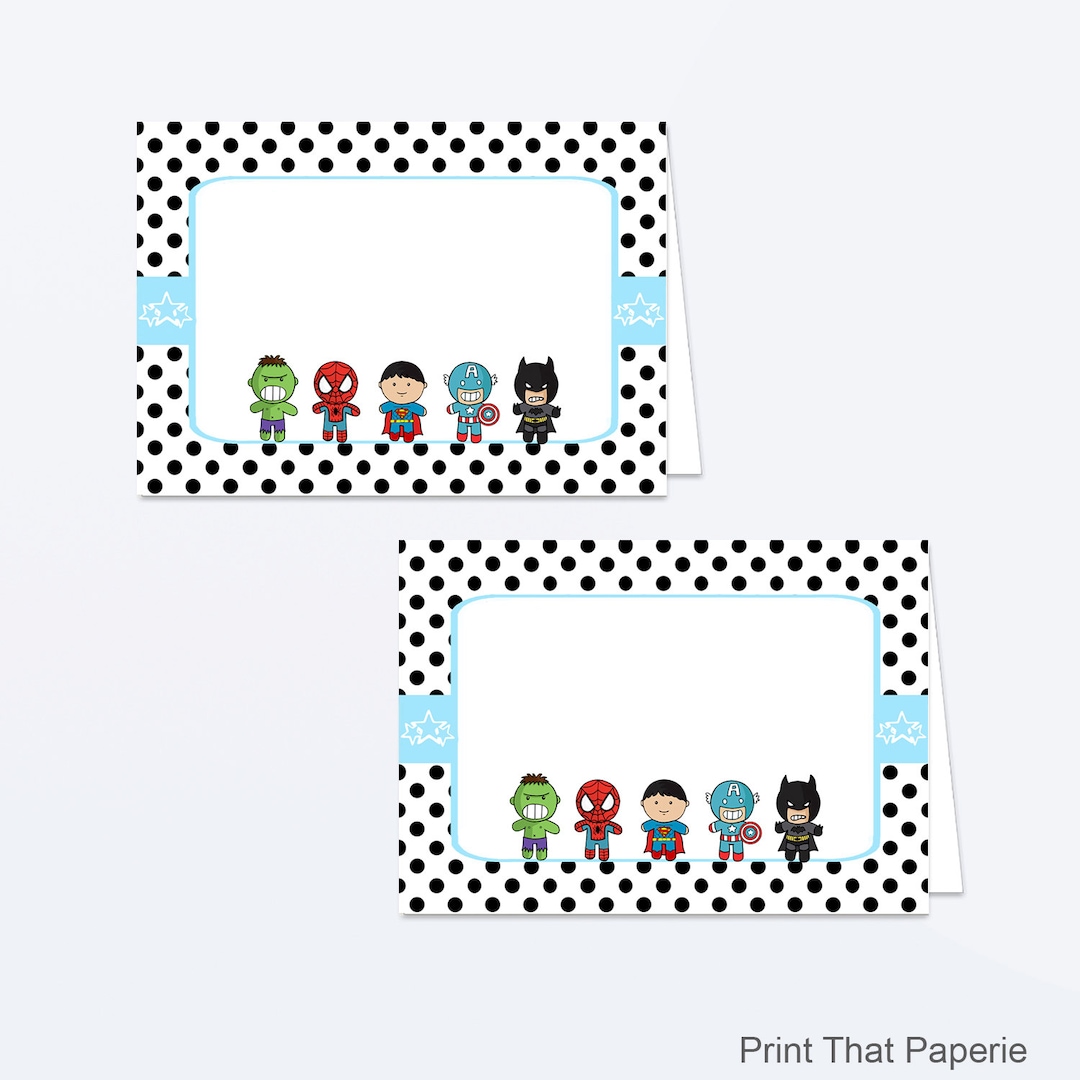 Printable Superhero Party Food Labels – Tent Cards (PDF) - Etsy