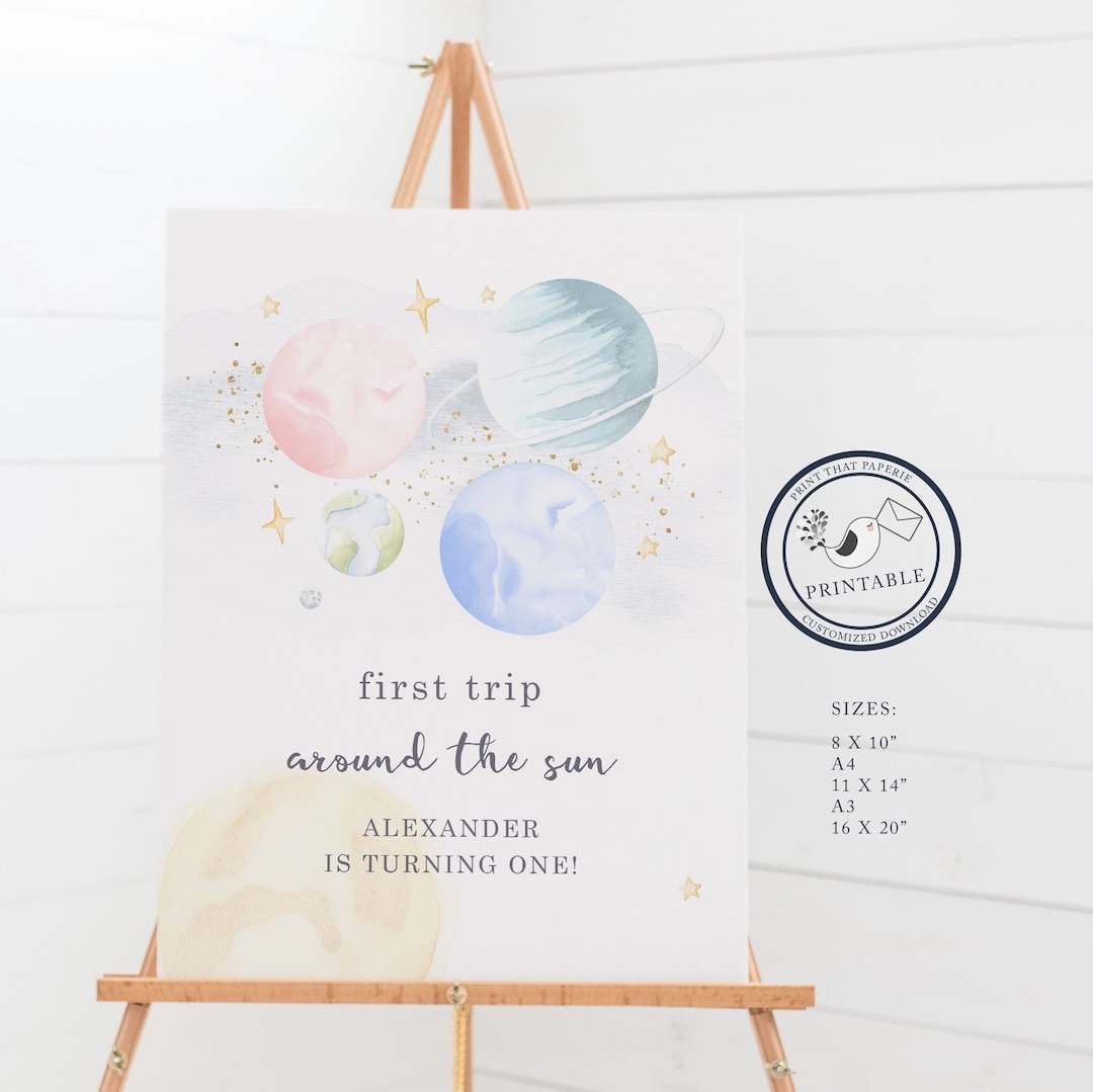 Personalised Birthday Welcome Sign - First Trip Around the Sun ...