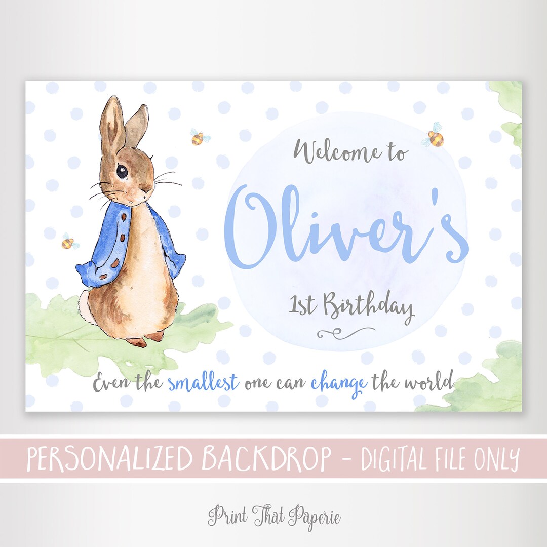 Peter Rabbit Birthday Backdrop - First Birthday Backdrop - Printable ...