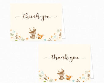 Party Animals Thank You Card Woodland Animals First Birthday Cute Cubs ...