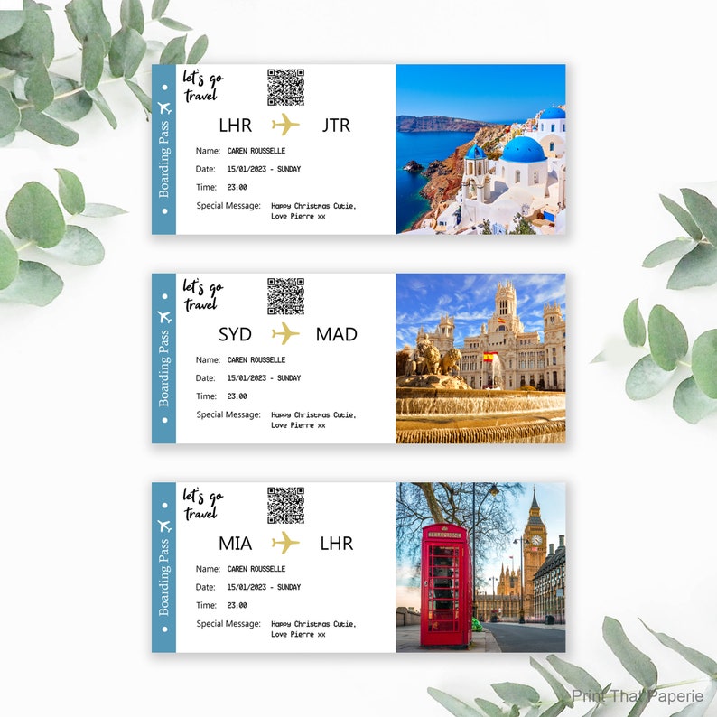 Editable Boarding Pass Gift Airline Tickets Boarding Pass - Etsy