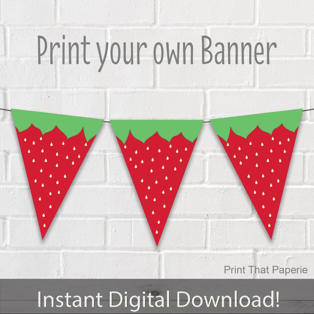 Summer Birthday Banner - Strawberry Party Banner - Strawberry Birthday ...
