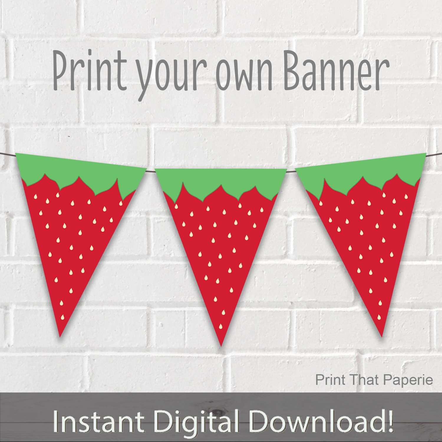 Strawberry Party Banner: Printable DIY Bunting (digital Download) - Etsy