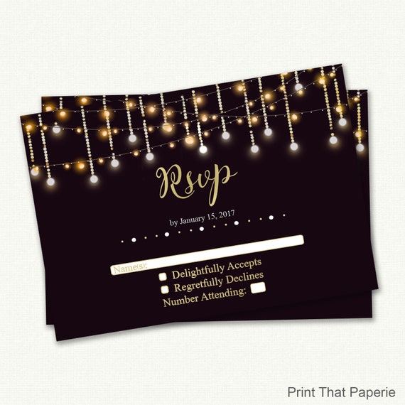 Printable RSVP Cards - Personalized - Fairy Lights Rsvp - Printable ...