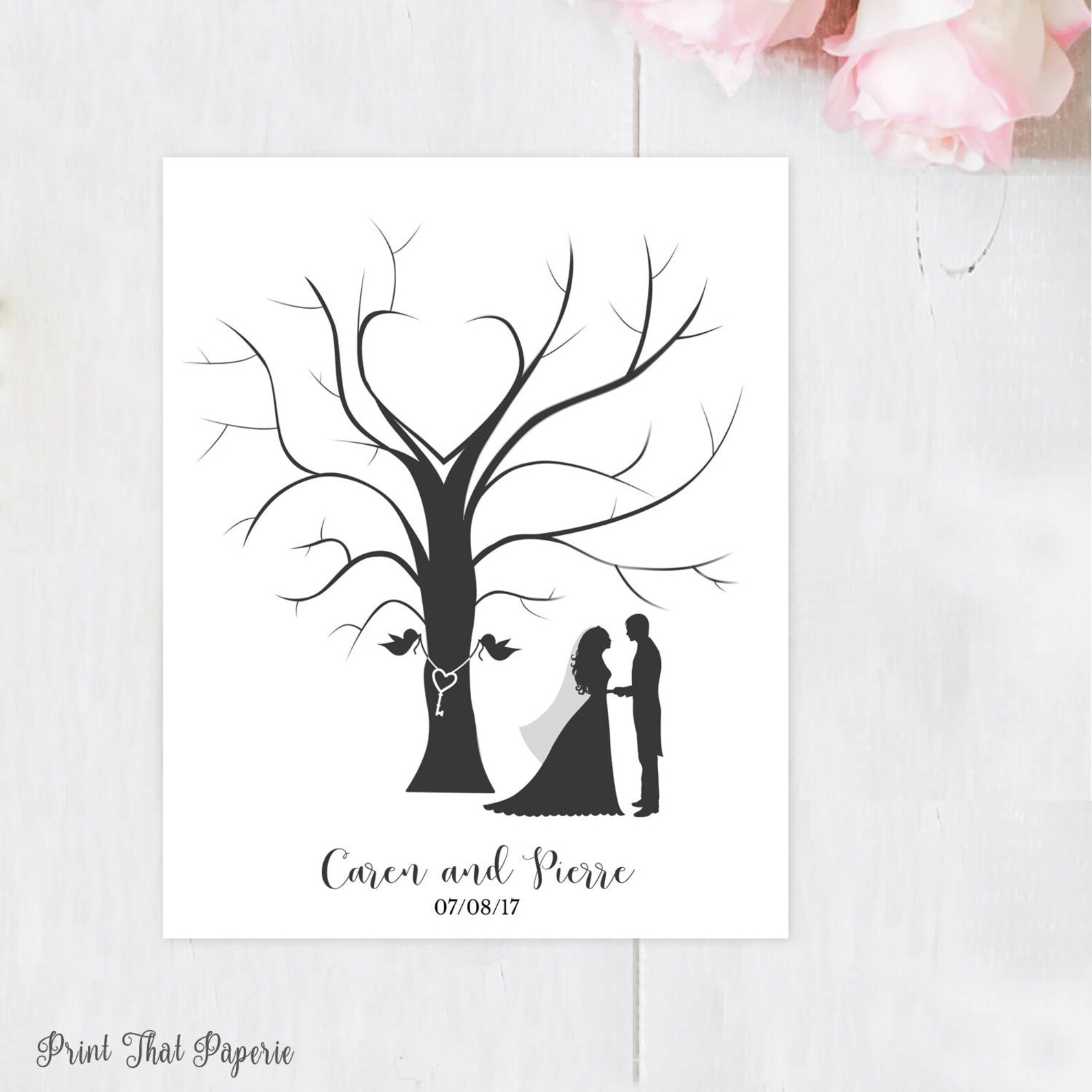Wedding Fingerprint Tree Wedding Guest Book Printable | Etsy