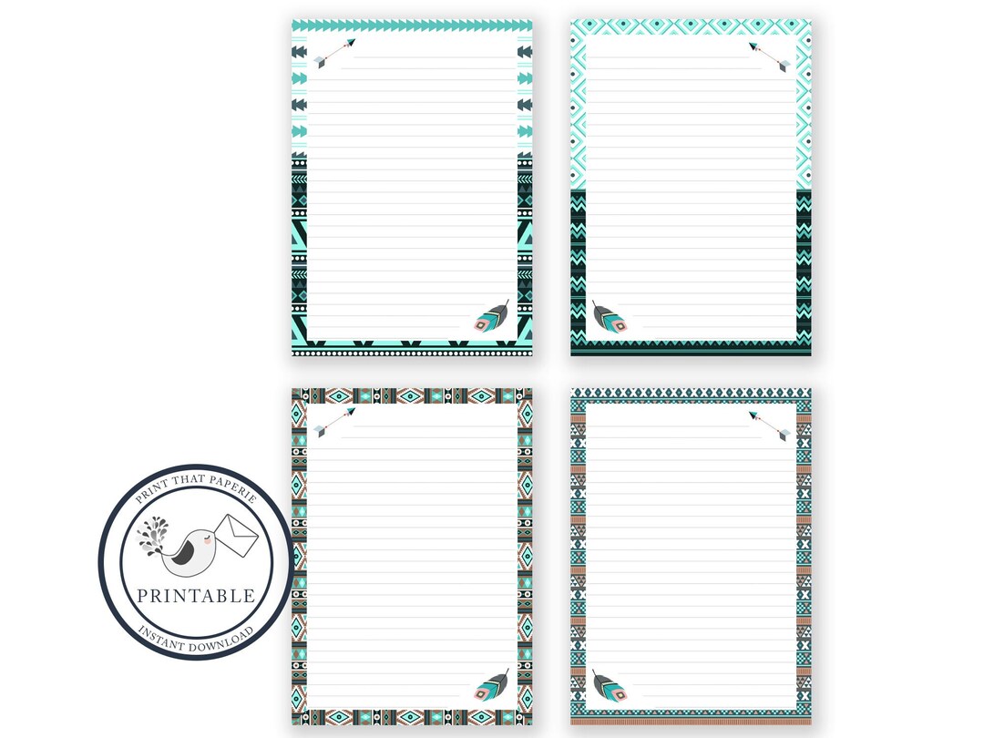 Tribal Printable Writing Paper - Stationary Paper - Letter Writing Set ...