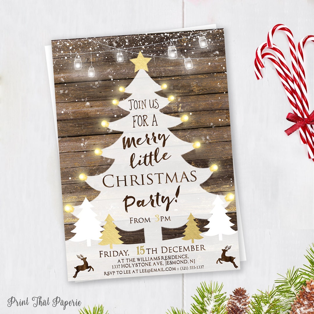 Christmas Party Invitation Rustic Invitation Holiday Invite Christmas ...