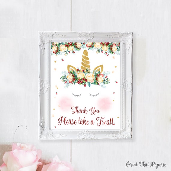 Birthday Favor Sign - Favour Sign - Unicorn Party Favor Signs - Party ...