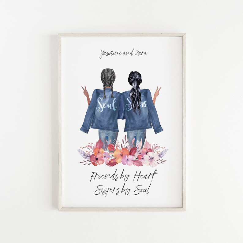 Besties Print - Best Friends Gift - Custom BFF - Friends Illustration ...