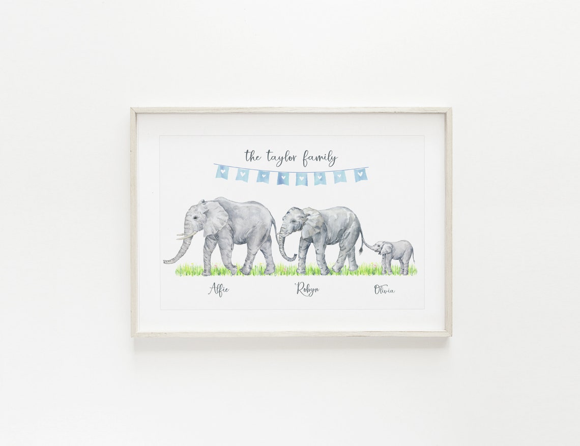 Elephant Family Personalised Print - Family Illustration - Personalized ...