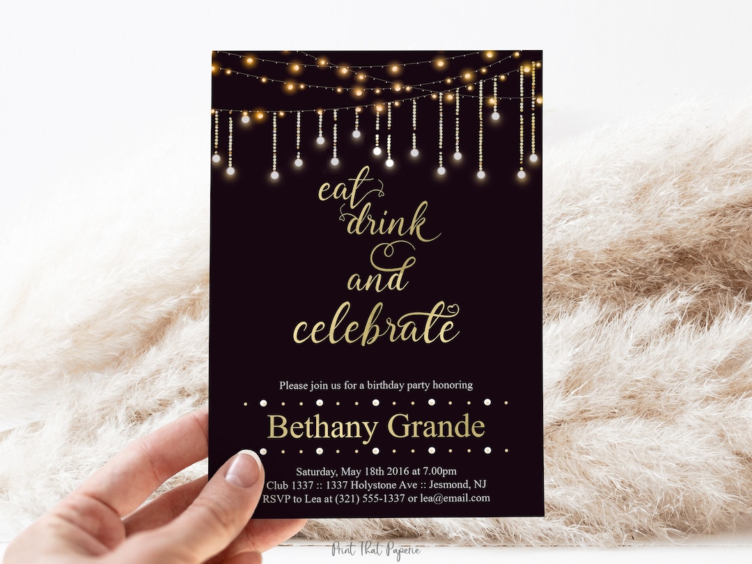 Adult Birthday Party Invitations - Fairy Lights Birthday Invitation ...