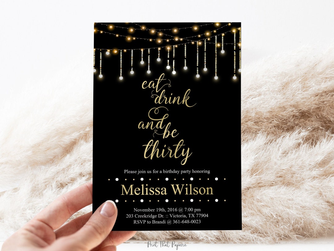 30th Birthday Invitation - Fairy Lights Invitation - Milestone Invite ...