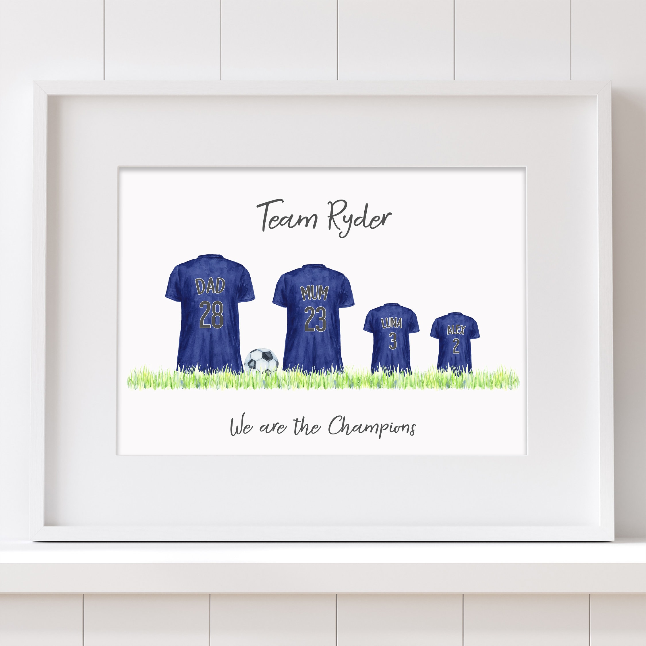 Personalised Football Family Print - Custom Illustration - Football Fan ...