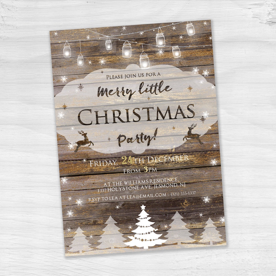 Christmas Party Invitation - Rustic Invitation - Holiday Invite ...
