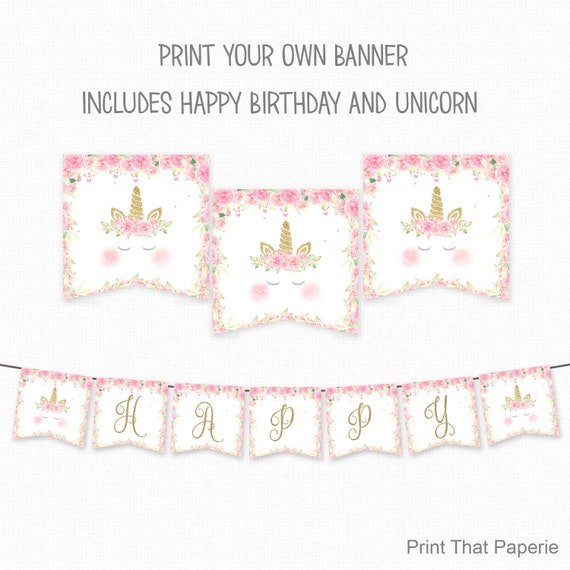 Unicorn Birthday Banner - Unicorn Party Banner - Unicorn Happy Birthday ...