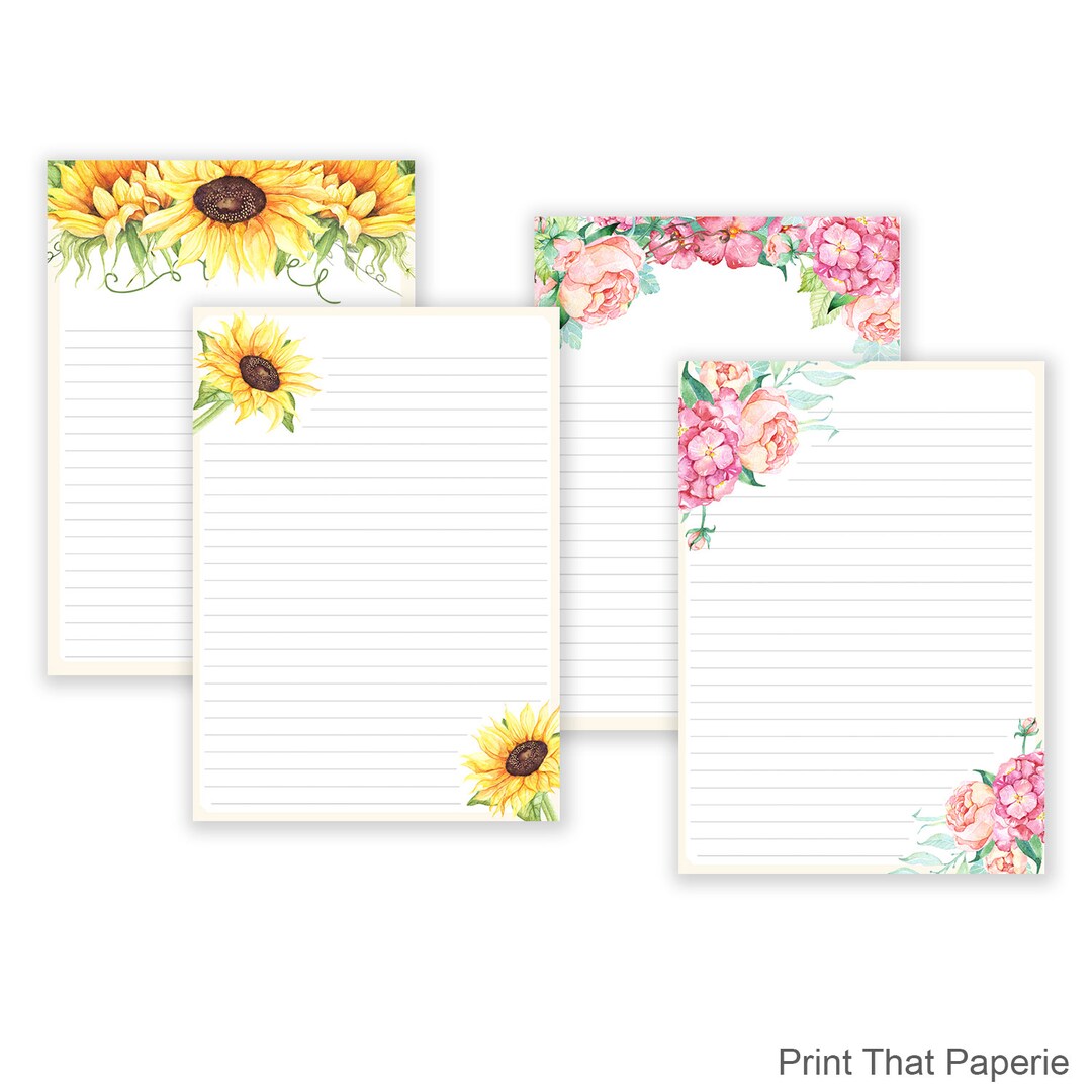 Floral Printable Writing Paper Stationary Paper Flower - Etsy UK