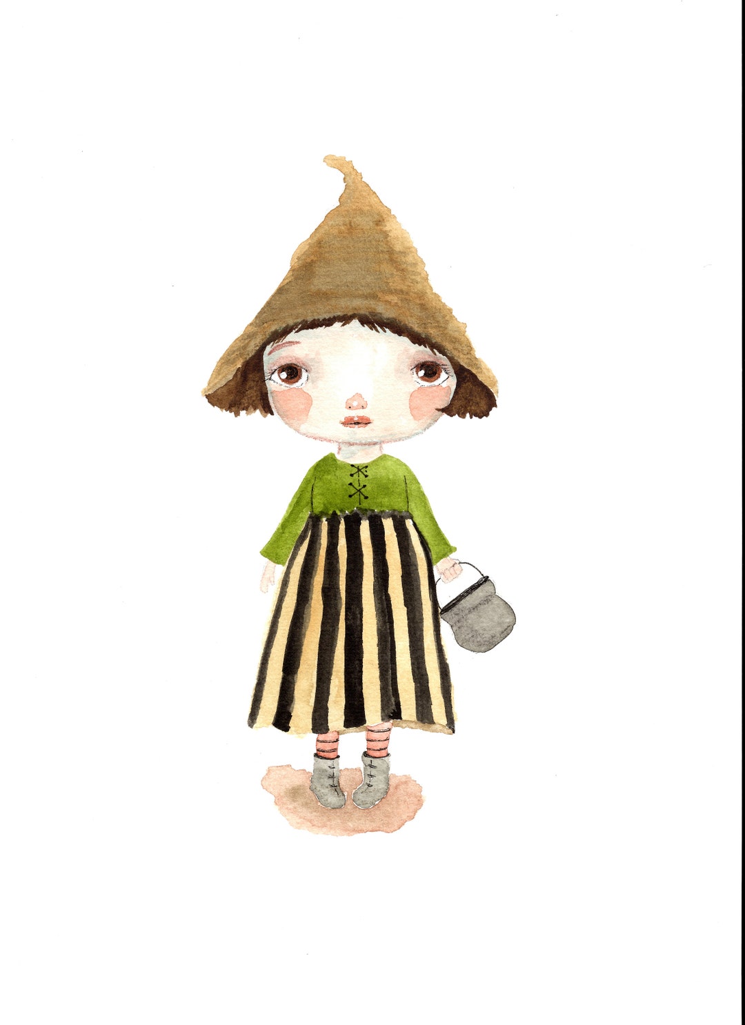 Whimsical Art Print, Watercolor Art Print, Whimsical Girl, Nursery ...