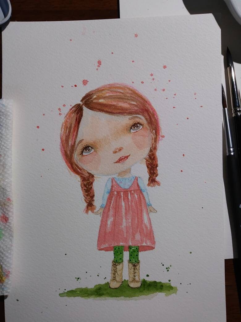 Whimsical Girl, Watercolor Painting, Original Art, OOAK, Wall Decor ...