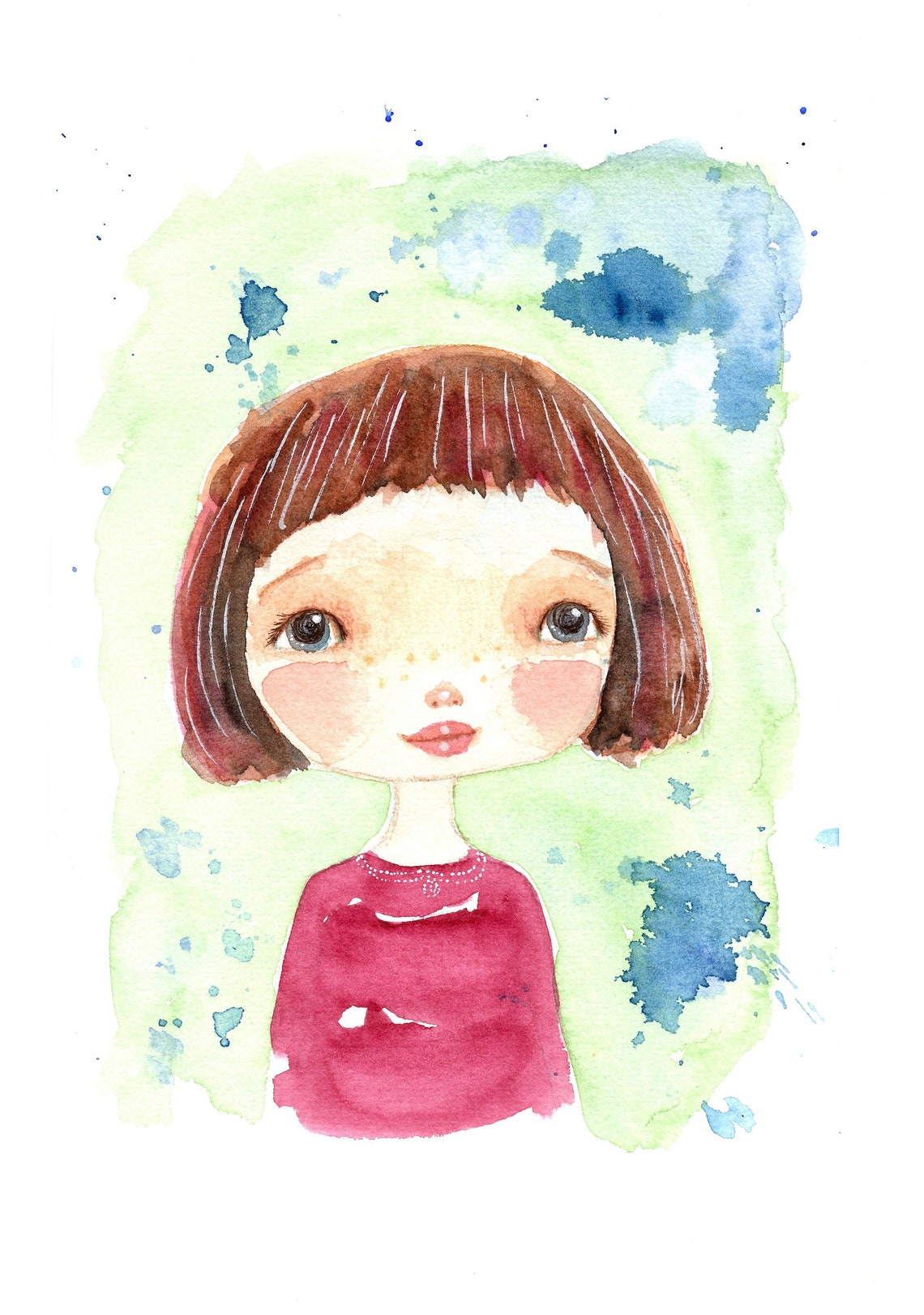 Watercolor Painting, Whimsical Girl Original Art, Charlotte - Etsy
