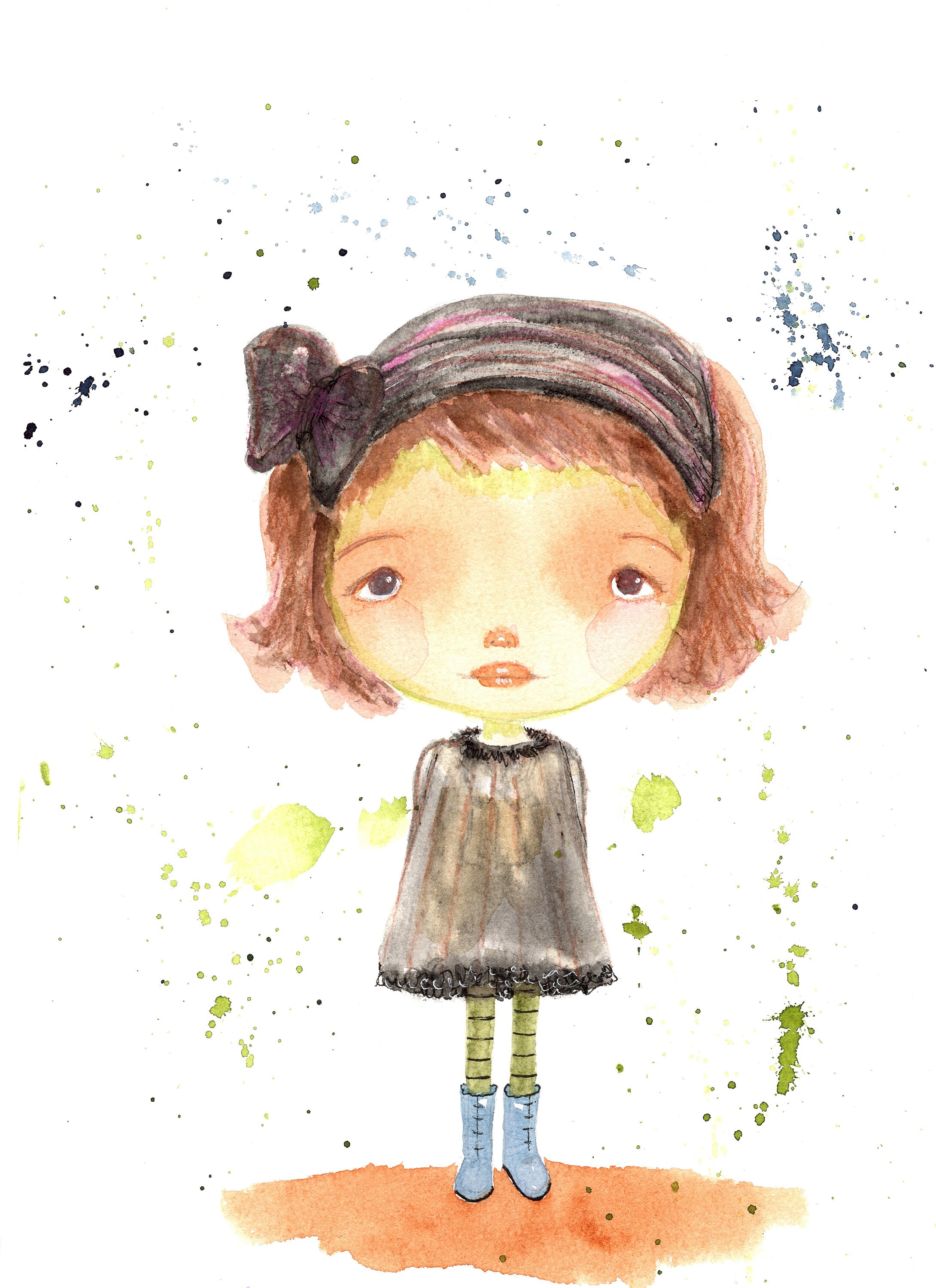 Watercolor Art Print, Original Art, Whimsical Girl, autumn - Etsy
