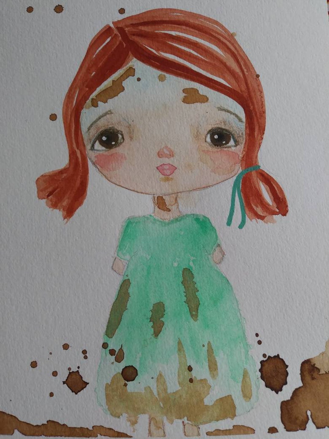 Whimsical Girl, Watercolor Original Painting, Watercolor Art, Wall ...