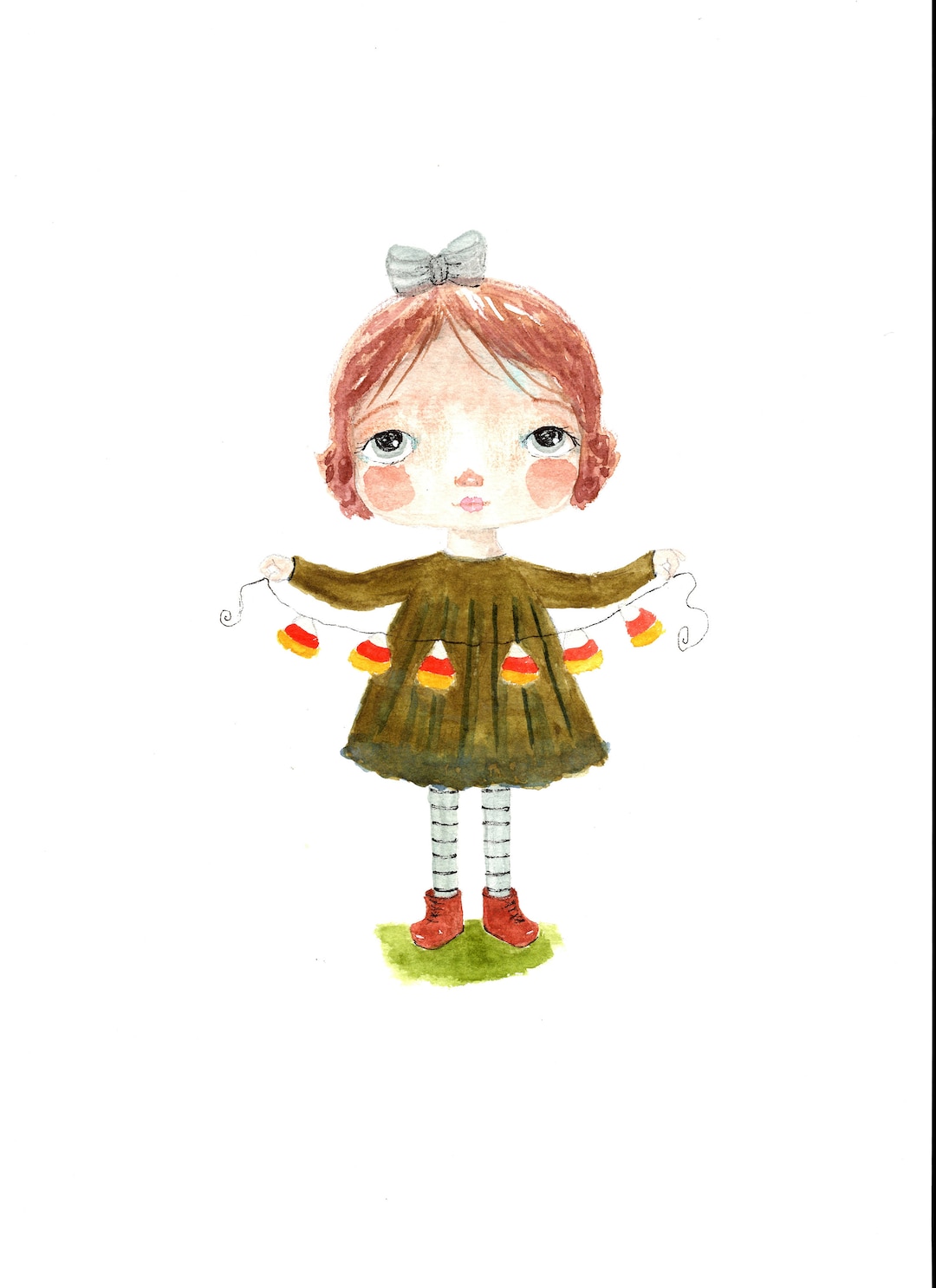Watercolor Art Print, Whimsical Girl, Original Art Wall Decor, Candy ...
