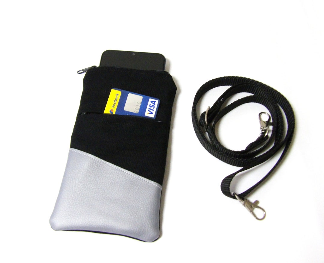 Mobile Phone Bag for Hanging Black and Silver - Etsy