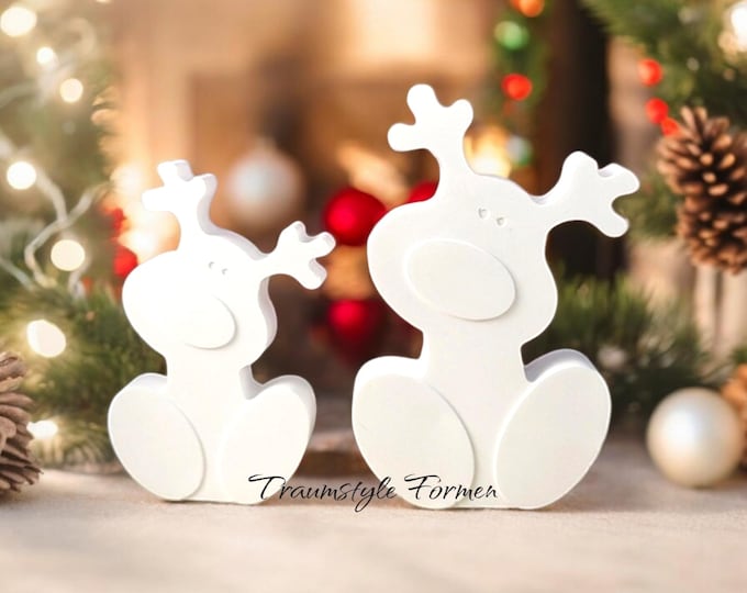 Kerzenhalter aus Gießkeramik mit Stabkerze, Elch & Lichterhaus Deko ...