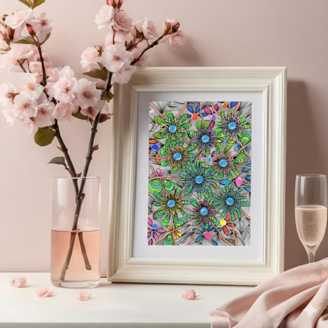 9. BOUQUET DECONSTRUCTION - Drawing, Poster. Colorful Floral Art Print ...