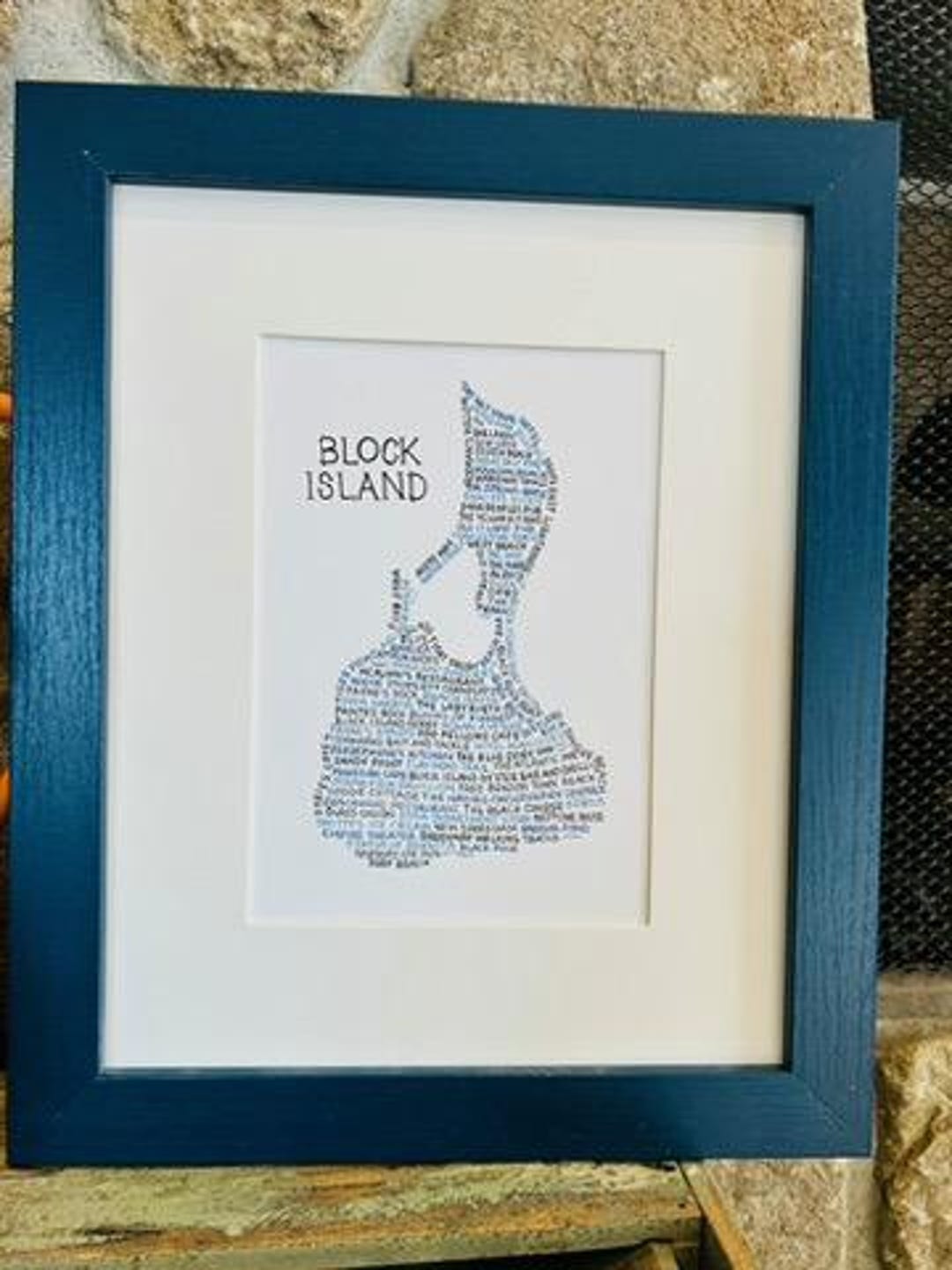 Block Island Word Map With Coordinates - Etsy