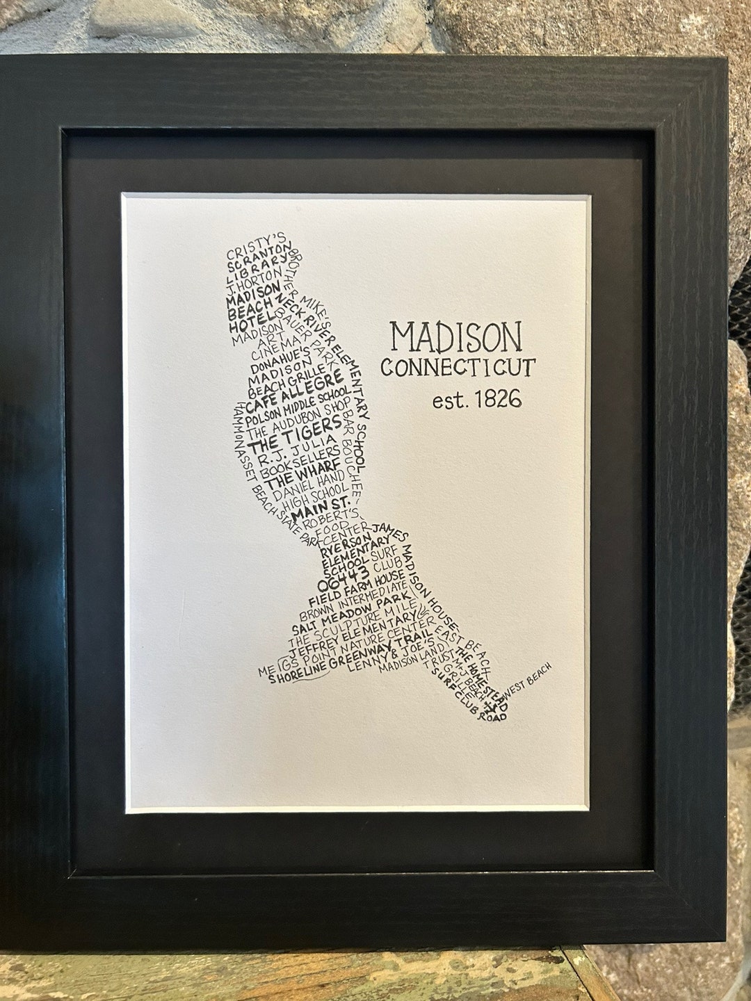 Madison Connecticut Map Word Art - Etsy
