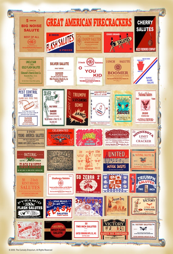Great American Firecracker Labels Colorful Poster Art Ready - Etsy