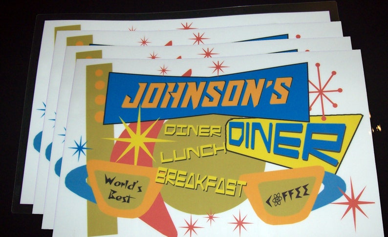 Retro Mid Century Modern 1950's 1970's Jetson Style Personalized Diner ...