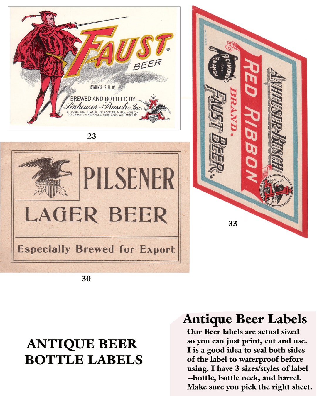 Printable Vintage Antique Beer Bottle Labels Digital Download JPEG.JPG ...