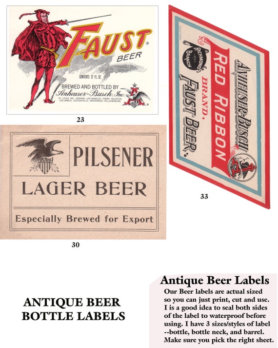 Printable Vintage Antique Beer Bottle Labels Digital Download - Etsy