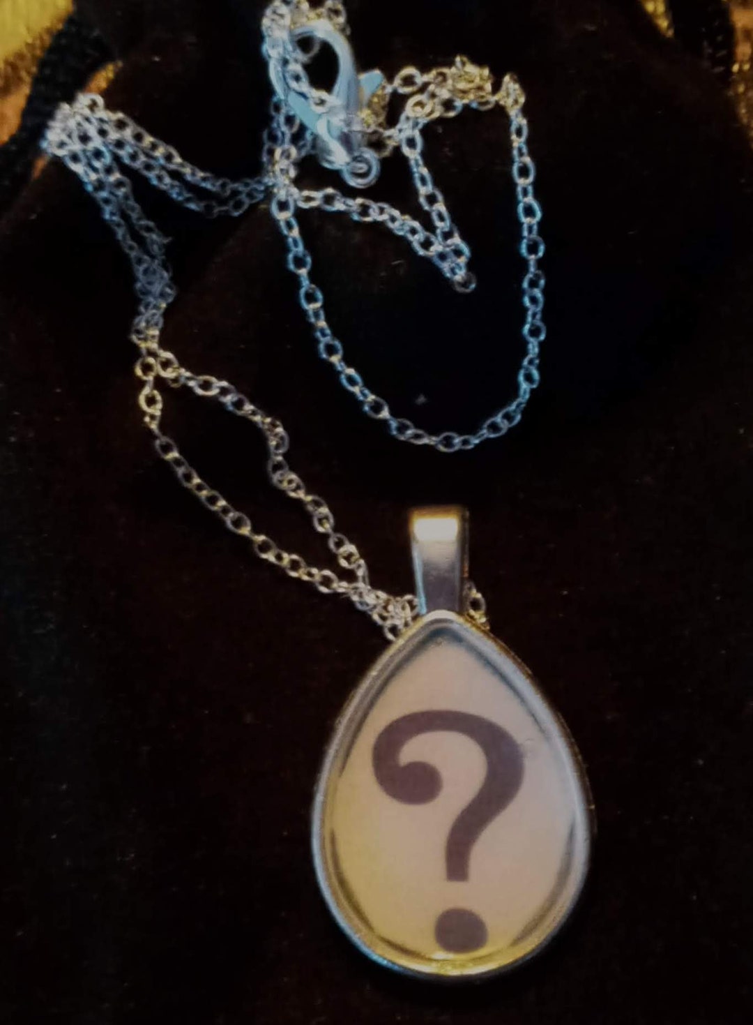 Gothic Looking Question Mark Pendant in Glass Bubble With 20" Long ...