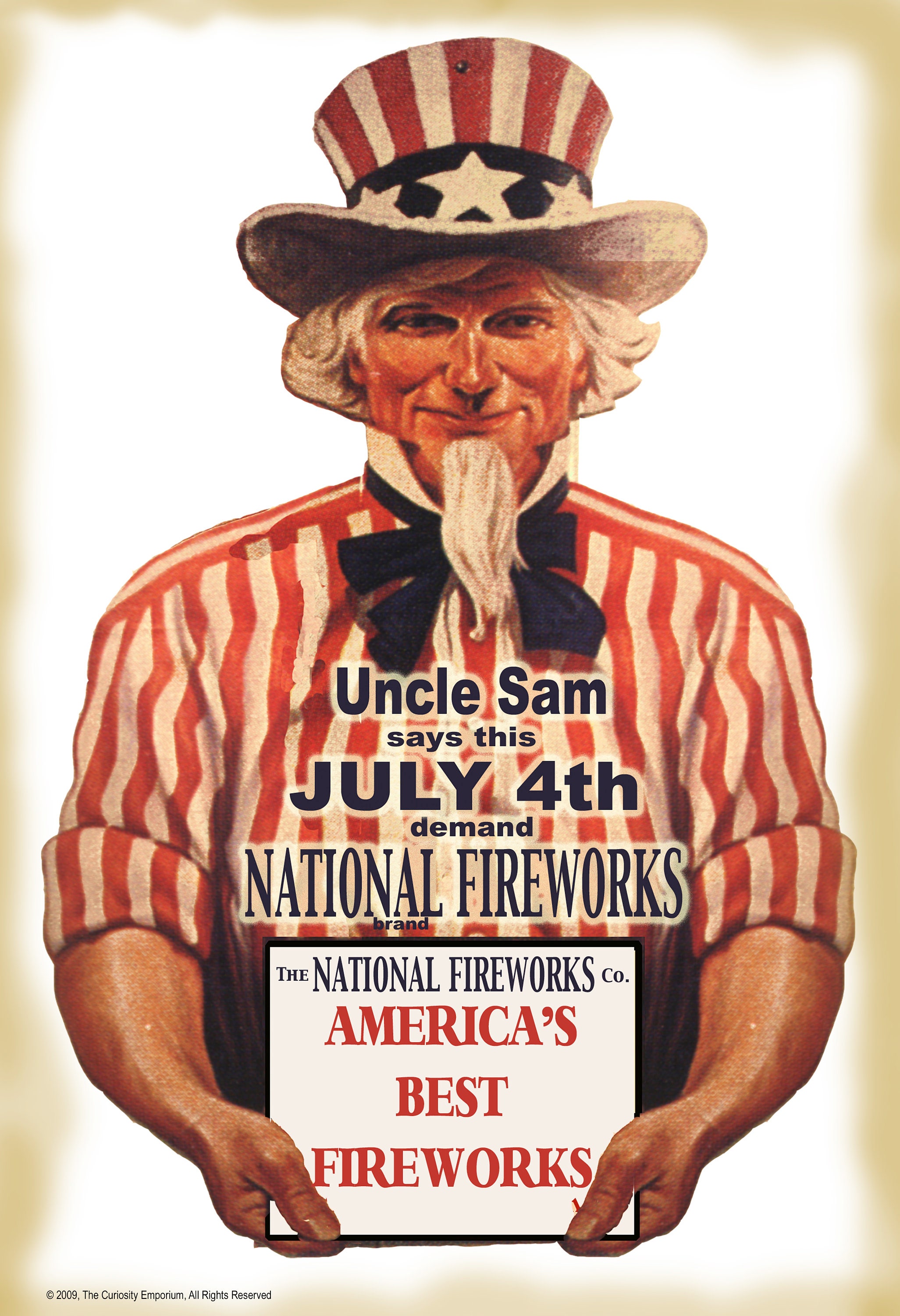 Uncle Sam National Fireworks Brand July 4th Art Poster for Framing - Etsy