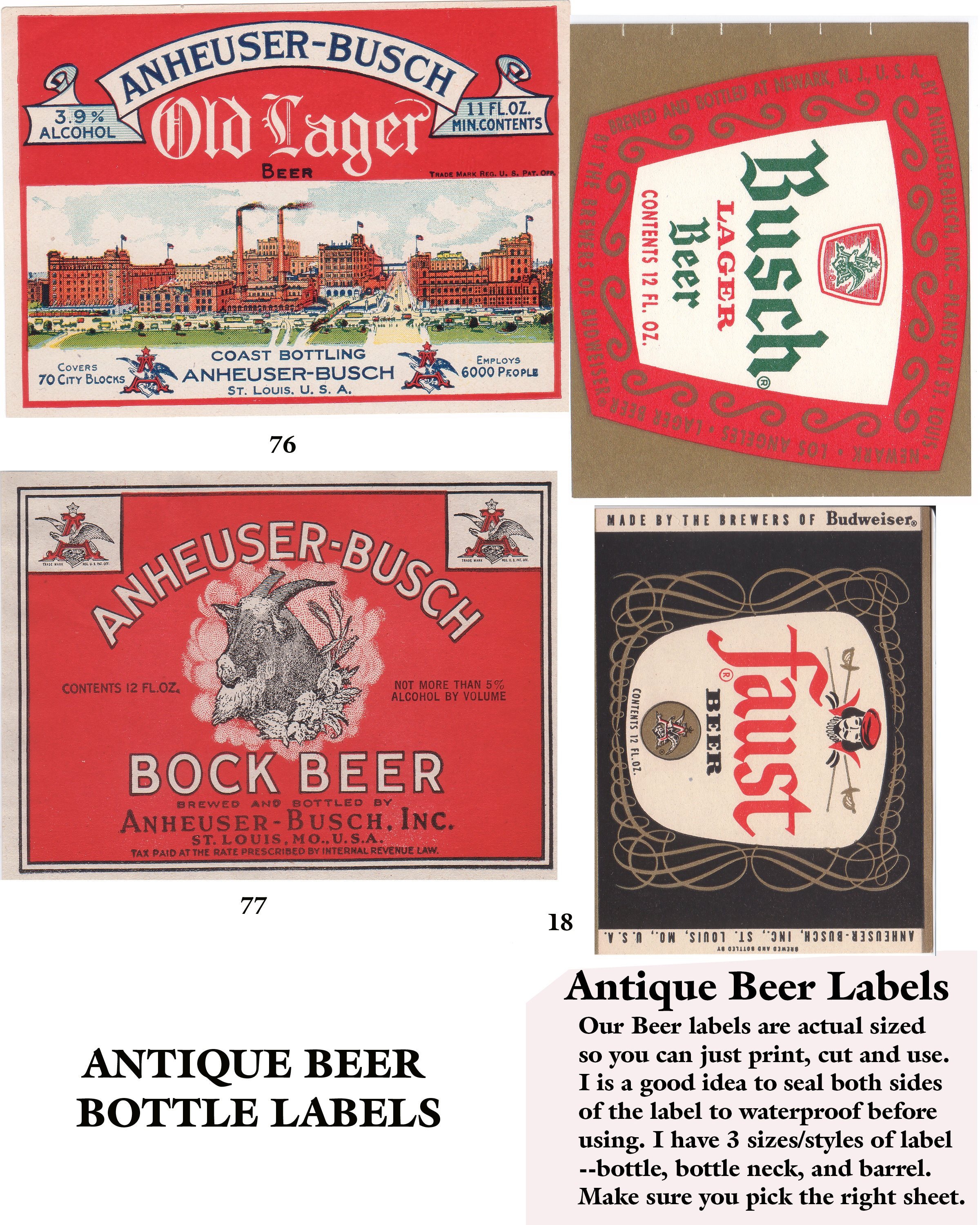 Printable Vintage Antique Beer Bottle Labels Digital Download JPEG.JPG ...