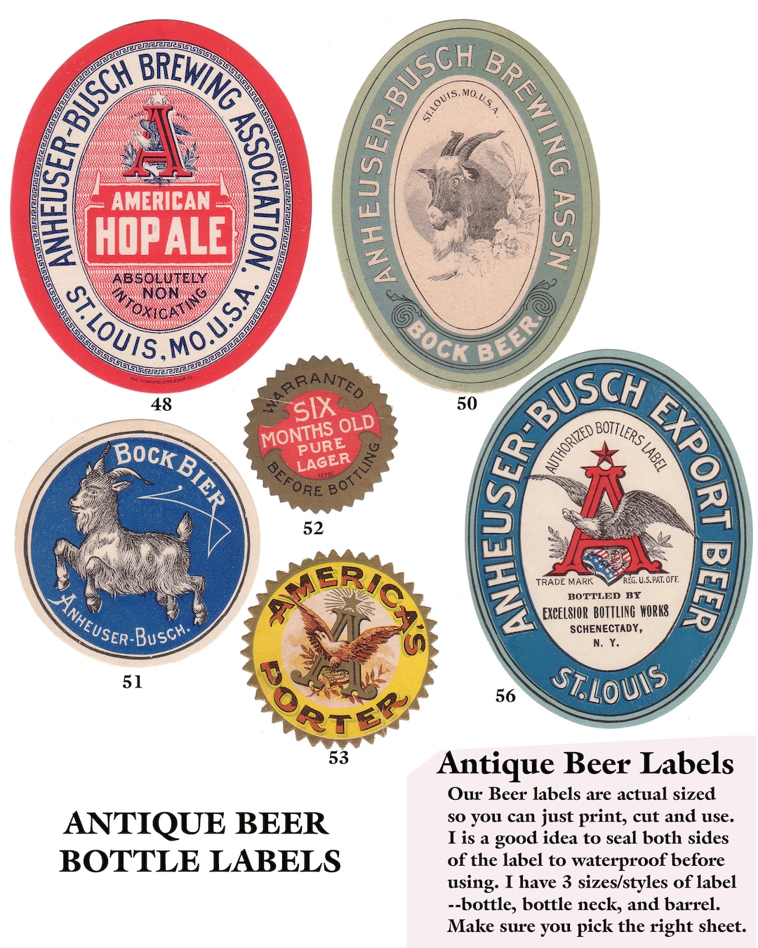 Printable Vintage Antique Beer Bottle Labels Digital Download JPEG.JPG ...