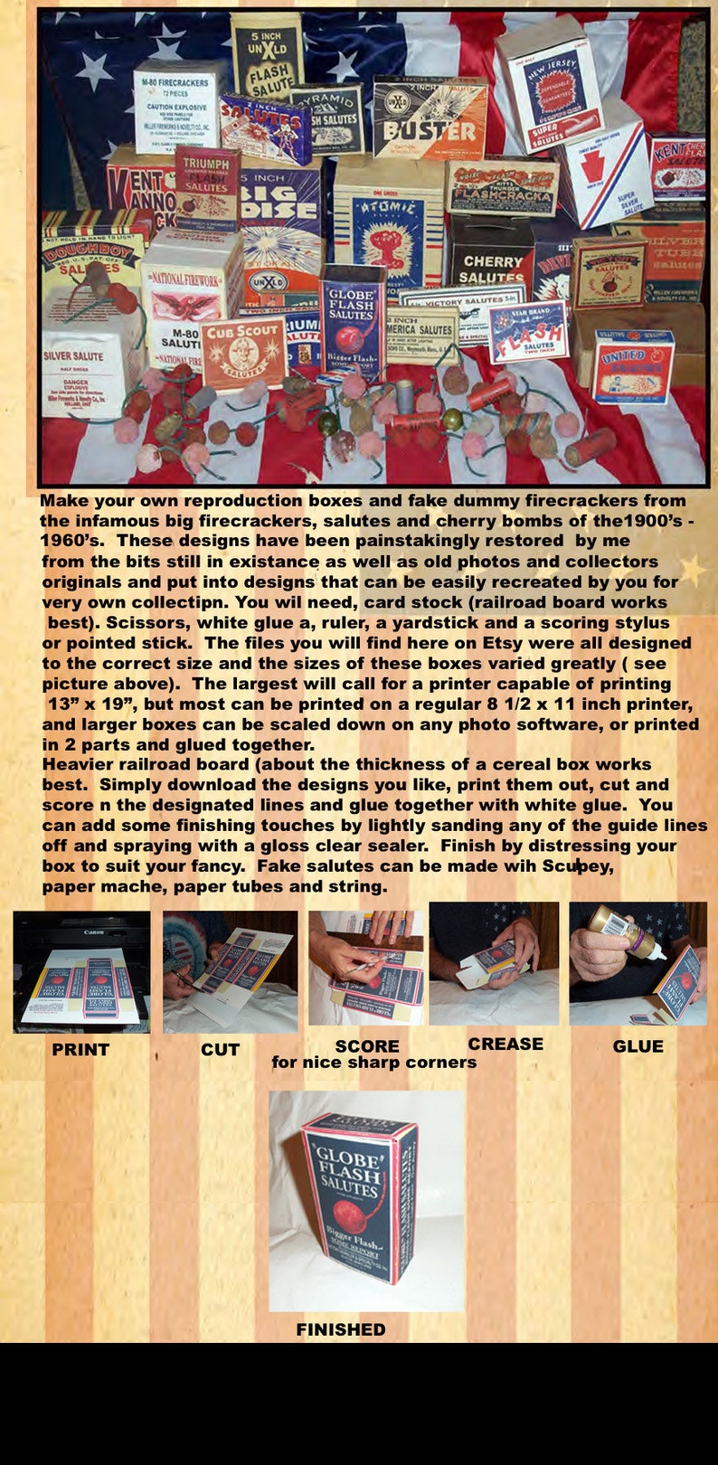 Printable Globe Flash Salutes DIY Firework Collectors Box Digital ...